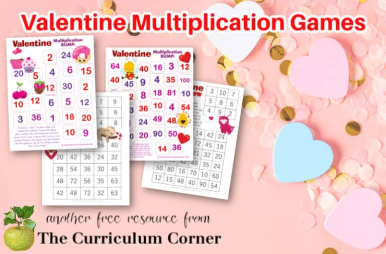 Valentine's Day Multiplication Games - The Curriculum Corner 4-5-6