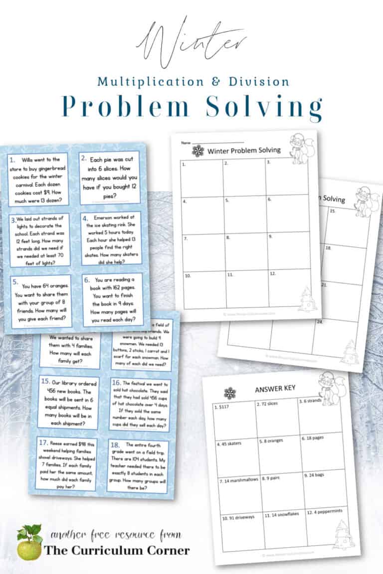 Winter Problem Solving Mult & Div - The Curriculum Corner 4-5-6