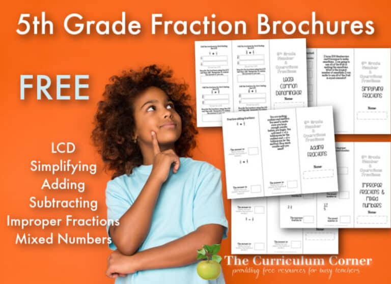 Fraction Practice Brochures - The Curriculum Corner 4-5-6