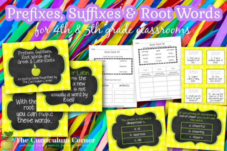 Roots, Prefixes & Suffixes Instruction Pack - The Curriculum Corner 4-5-6