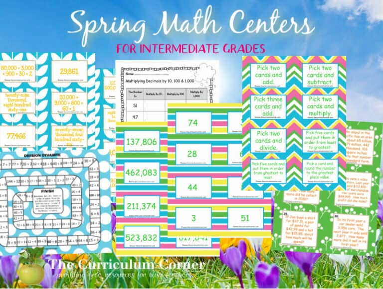 Splashes of Spring Math Centers - The Curriculum Corner 4-5-6