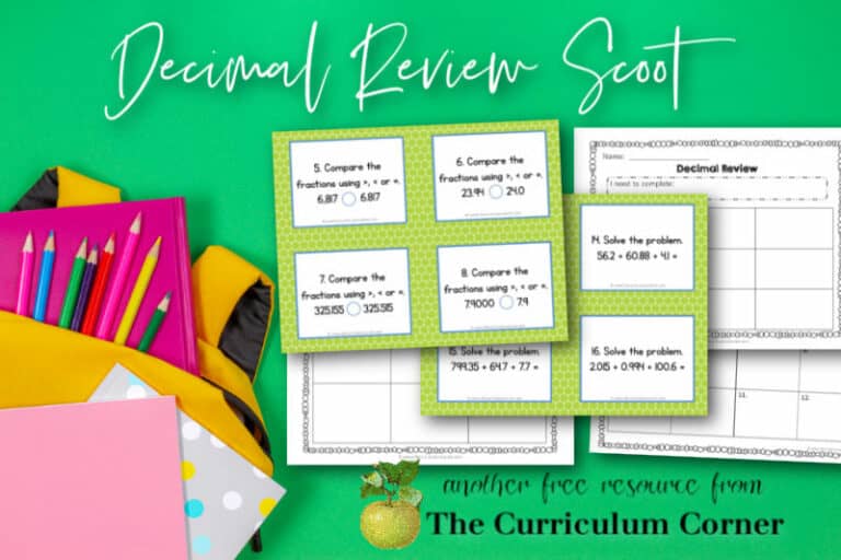 Decimal Review Scoot Game - The Curriculum Corner 4-5-6