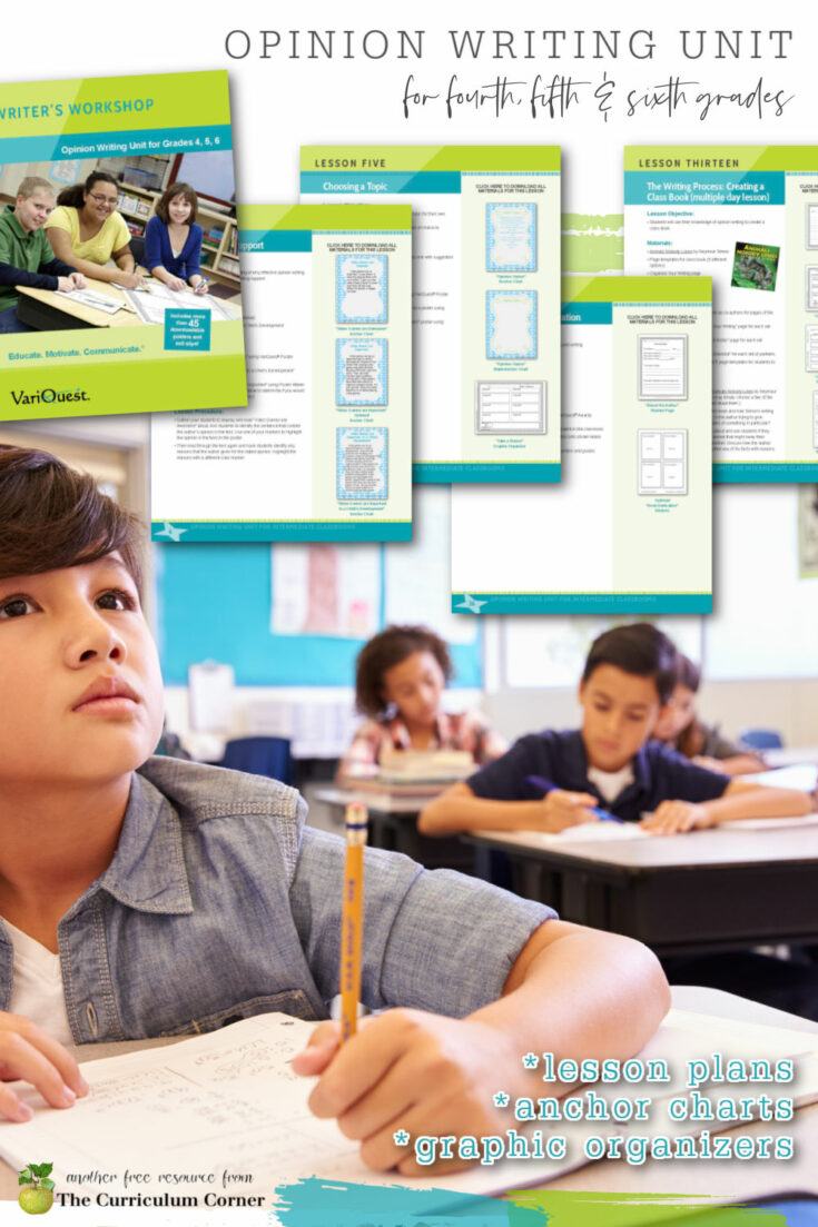 Opinion Writing Unit of Study - The Curriculum Corner 4-5-6
