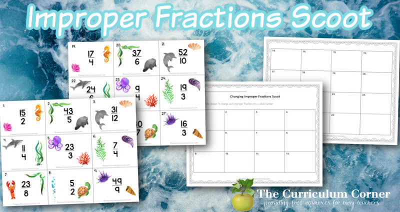 Improper Fractions Scoot - The Curriculum Corner 4-5-6