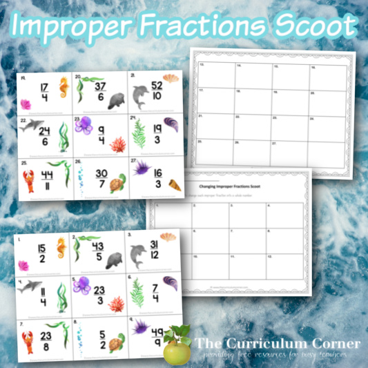 improper fraction scoot feature - The Curriculum Corner 4-5-6
