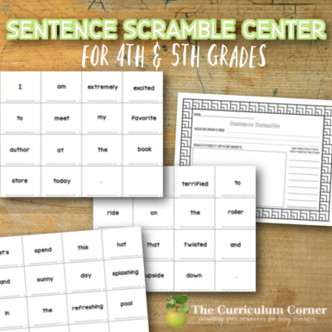 sentence scramble feature - The Curriculum Corner 4-5-6