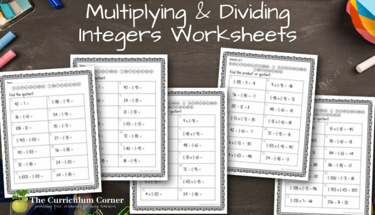 multiplying dividing integers worksheets fb - The Curriculum Corner 4-5-6