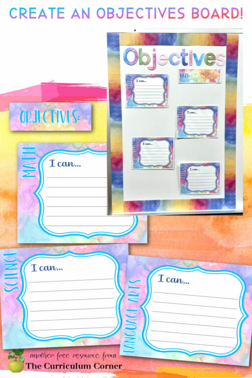 Watercolor Objectives Board - The Curriculum Corner 4-5-6