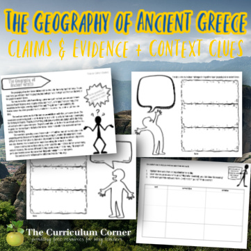 Ancient Greece Geography: Claims & Evidence - The Curriculum Corner 4-5-6