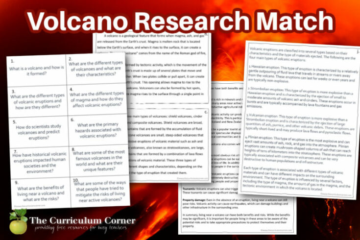 Volcano Research Match - The Curriculum Corner 4-5-6