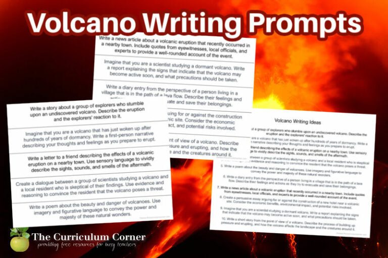 Volcano Writing Prompts - The Curriculum Corner 4-5-6