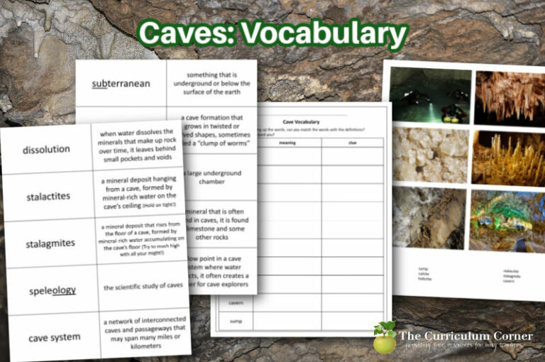 Cave Vocabulary - The Curriculum Corner 4-5-6