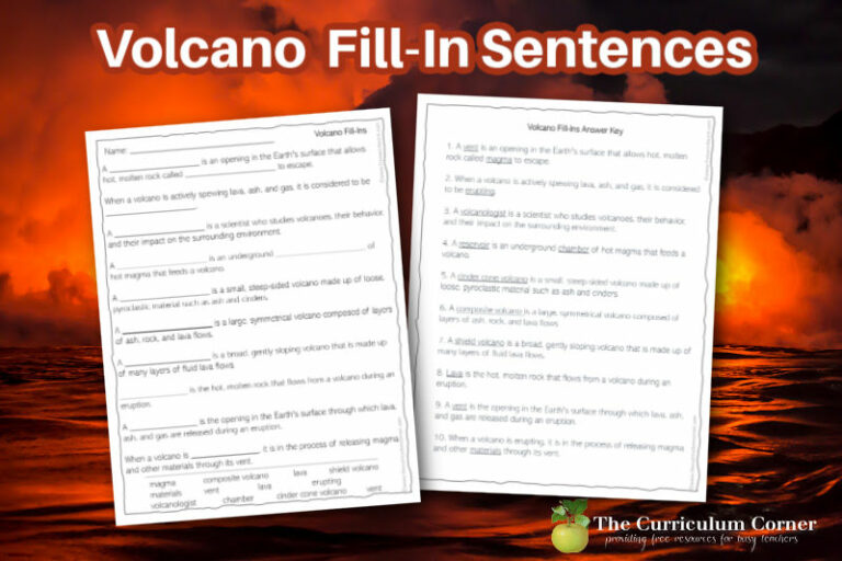 Volcano Fill-In Sentences - The Curriculum Corner 4-5-6
