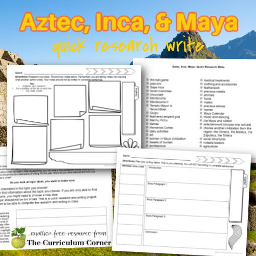 aztec inca maya research feature - The Curriculum Corner 4-5-6