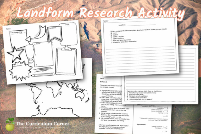Landform Research Activity - The Curriculum Corner 4-5-6