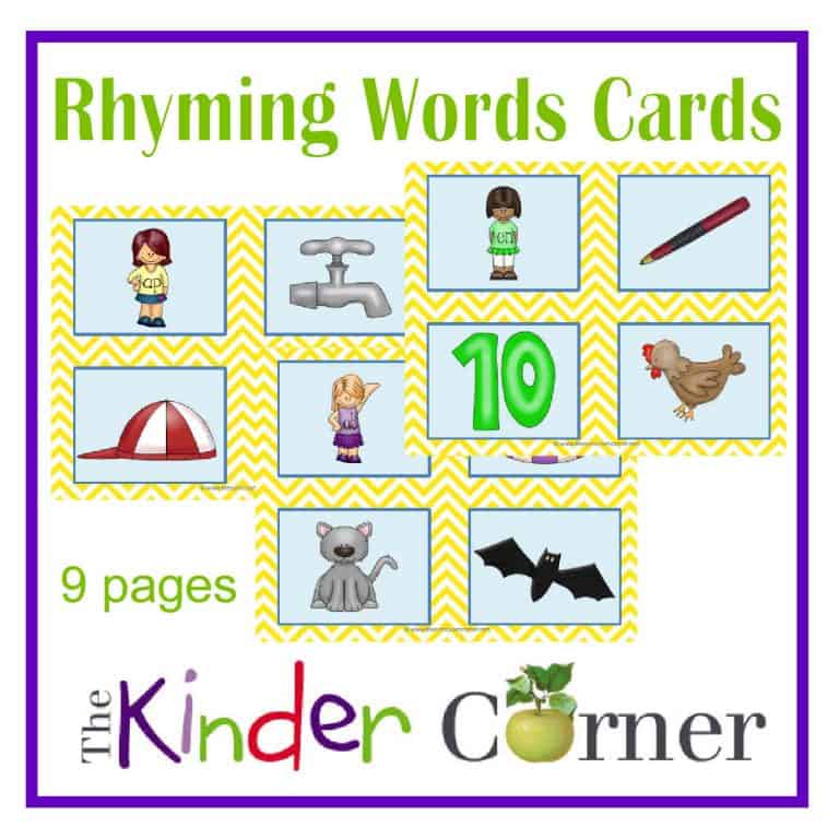 Rhyming Words Sorting Cards - The Kinder Corner