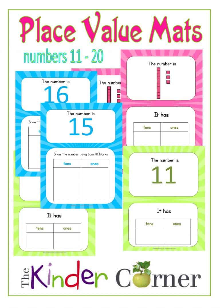 Place Value Mats for 11 - 20 - The Kinder Corner