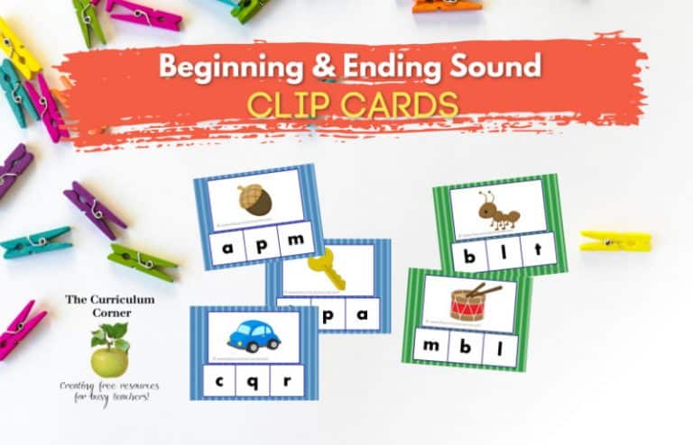 Beginning & Ending Sound Clip Cards - The Kinder Corner