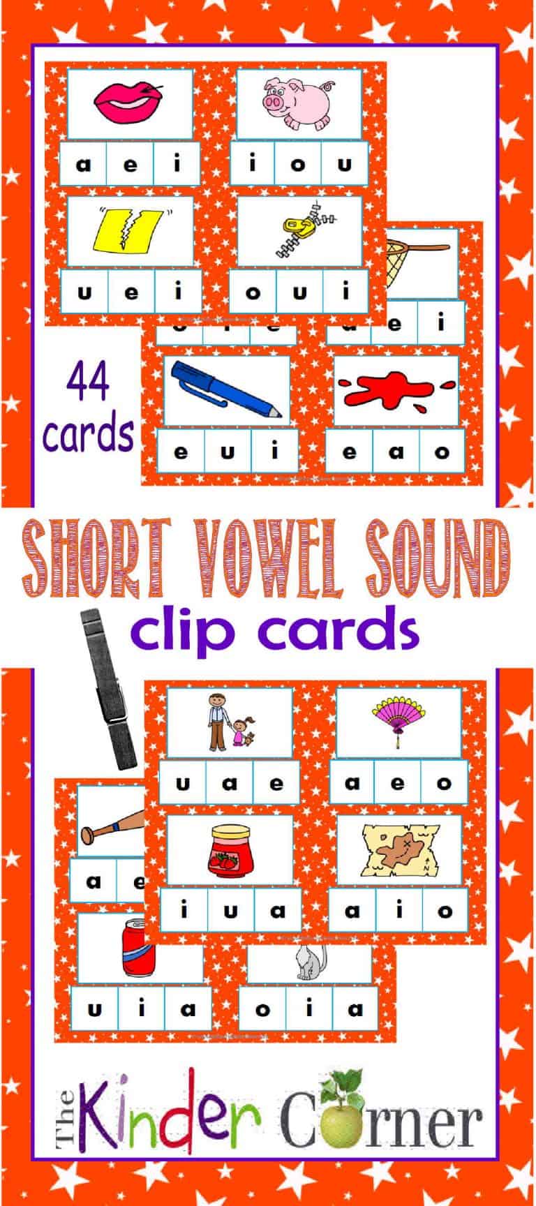 Short Vowel Sound Clip Cards - The Kinder Corner