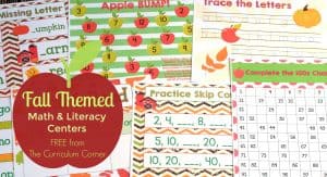 Fall Math & Literacy Centers - The Kinder Corner