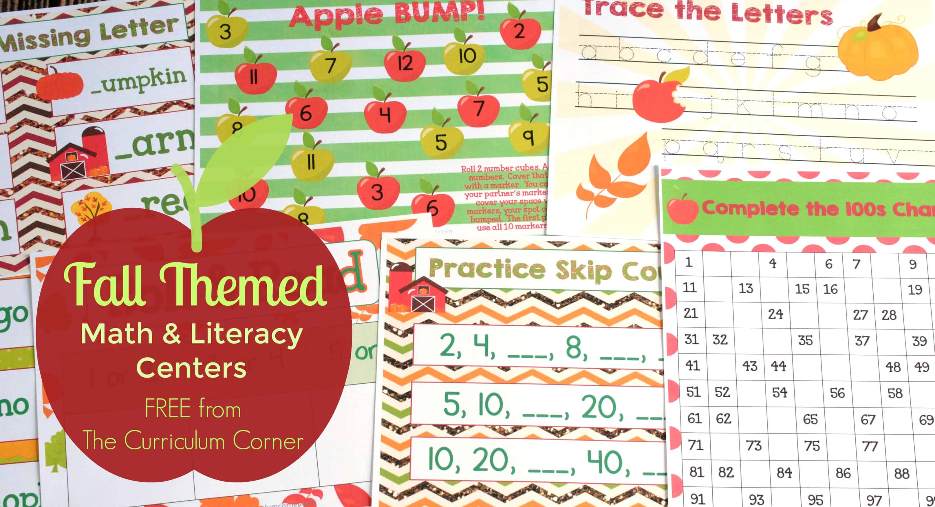 Fall Math & Literacy Centers - The Kinder Corner