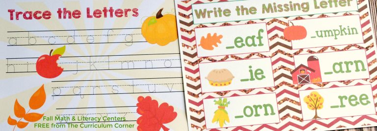 Fall Math & Literacy Centers - The Kinder Corner