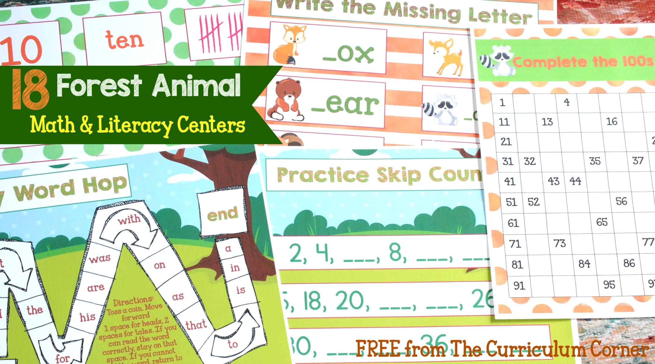 Forest Animals Math & Literacy Centers - The Kinder Corner