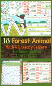 Forest Animals Math & Literacy Centers - The Kinder Corner