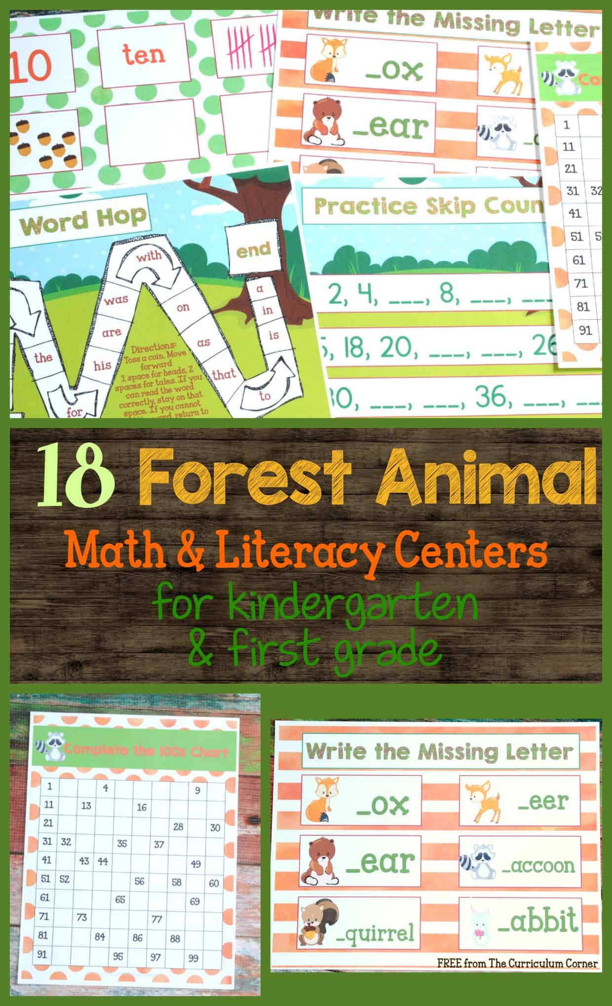 Forest Animals Math & Literacy Centers - The Kinder Corner