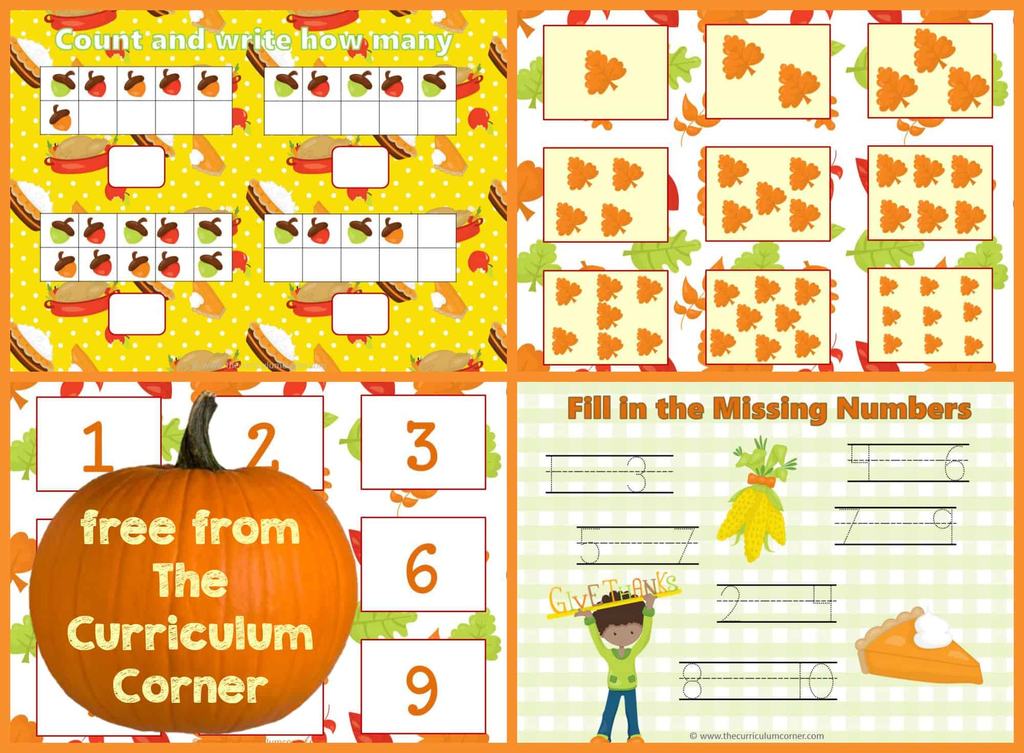 Thanksgiving Math & Literacy Centers - The Kinder Corner