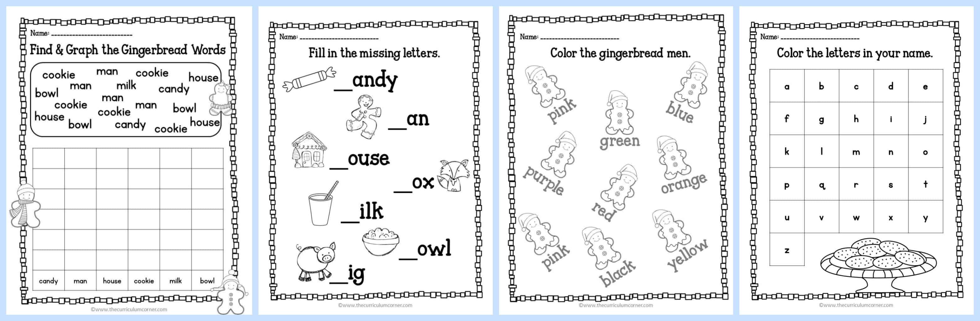 Gingerbread Print & Go Math and Literacy Practice - The Kinder Corner