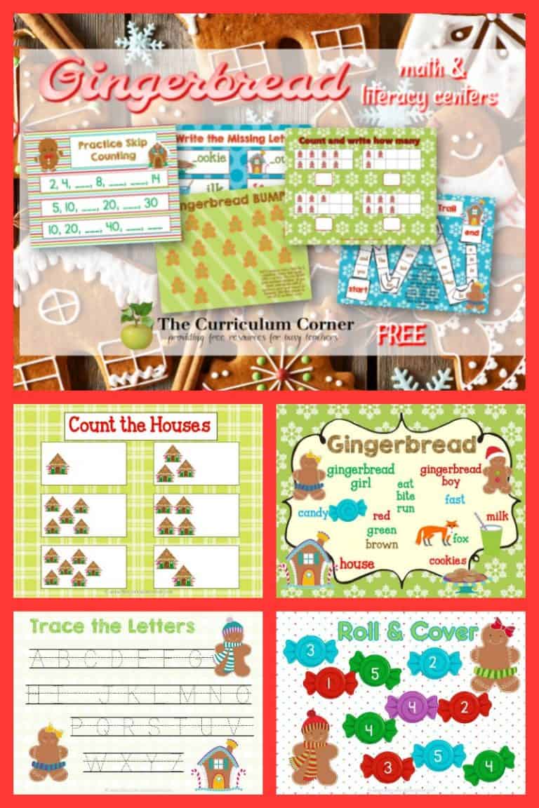 Gingerbread Math & Literacy Centers - The Kinder Corner