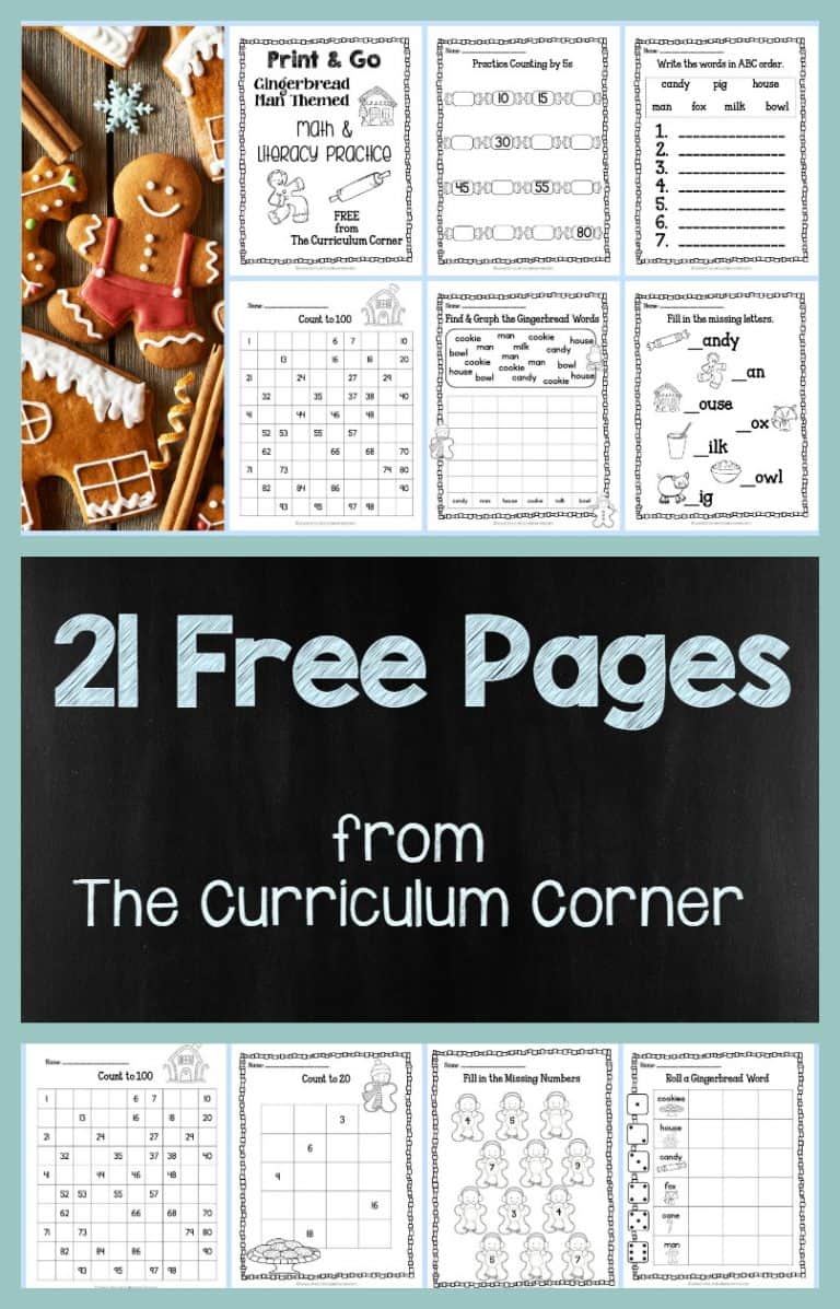 Gingerbread Print & Go Math and Literacy Practice - The Kinder Corner