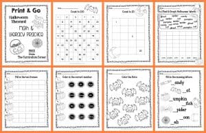 Halloween Print & Go Math and Literacy Practice - The Kinder Corner