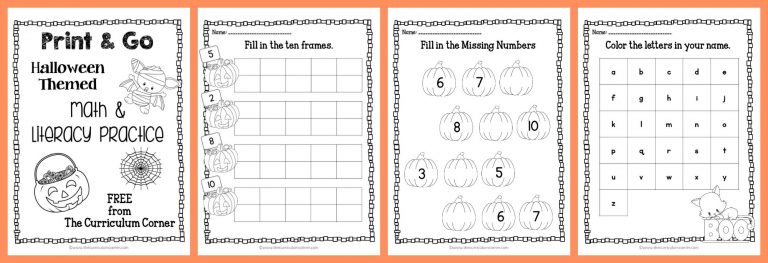 Halloween Print & Go Math and Literacy Practice - The Kinder Corner