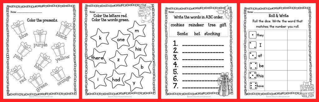 Christmas Print & Go Math and Literacy Practice - The Kinder Corner