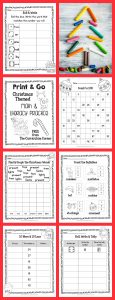 Christmas Print & Go Math and Literacy Practice - The Kinder Corner