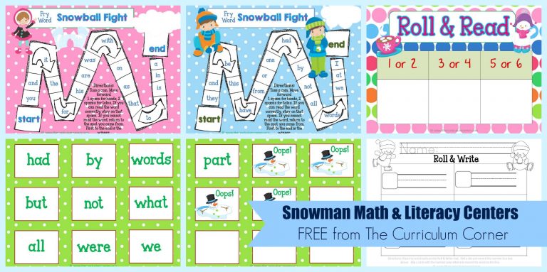 Snowmen Math & Literacy Centers - The Kinder Corner