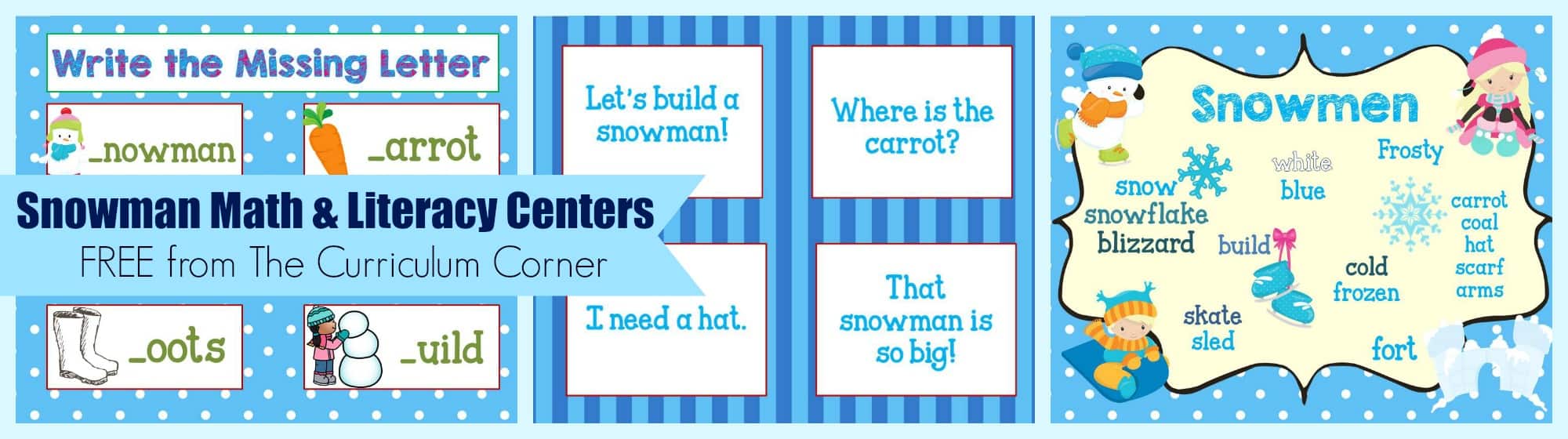 Snowmen Math & Literacy Centers - The Kinder Corner