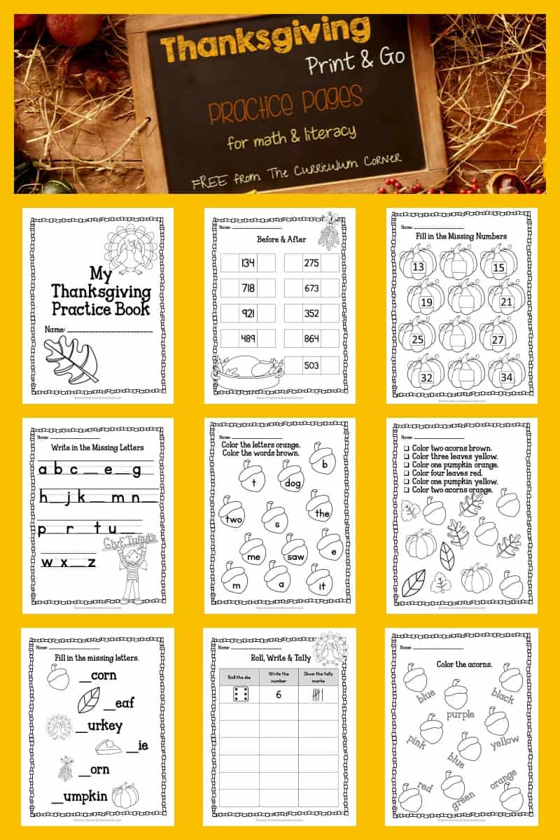 Thanksgiving Print & Go Pages - The Kinder Corner