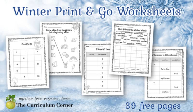 Winter Print & Go Practice Pages - The Kinder Corner