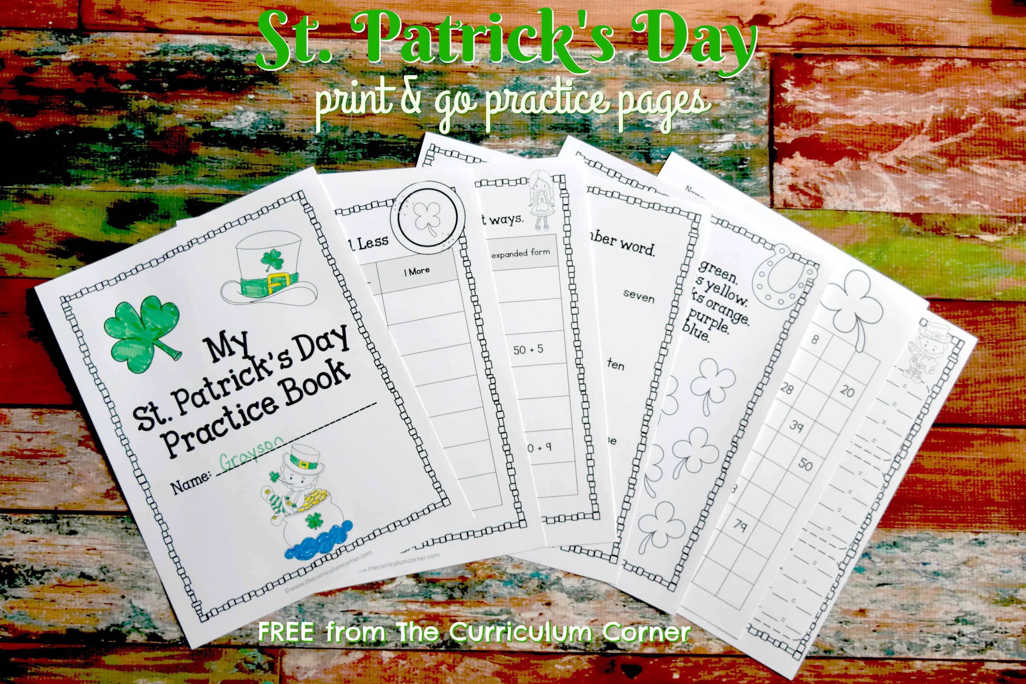 St. Patrick's Day Print & Go Practice Pages - The Kinder Corner