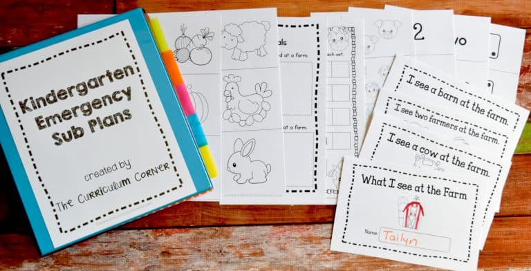 Kindergarten Sub Plans - Set 2 - The Kinder Corner