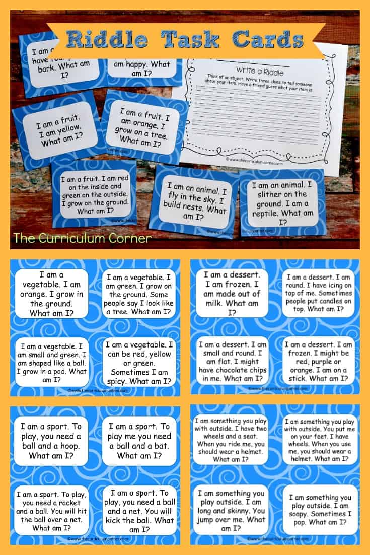 Riddle Task Cards (Inferencing) - The Kinder Corner