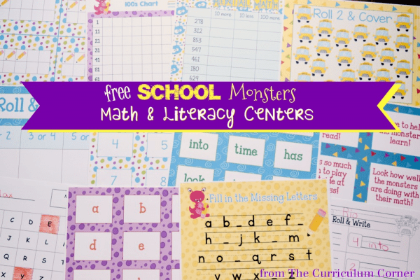 Back to School Math & Literacy Centers - The Kinder Corner