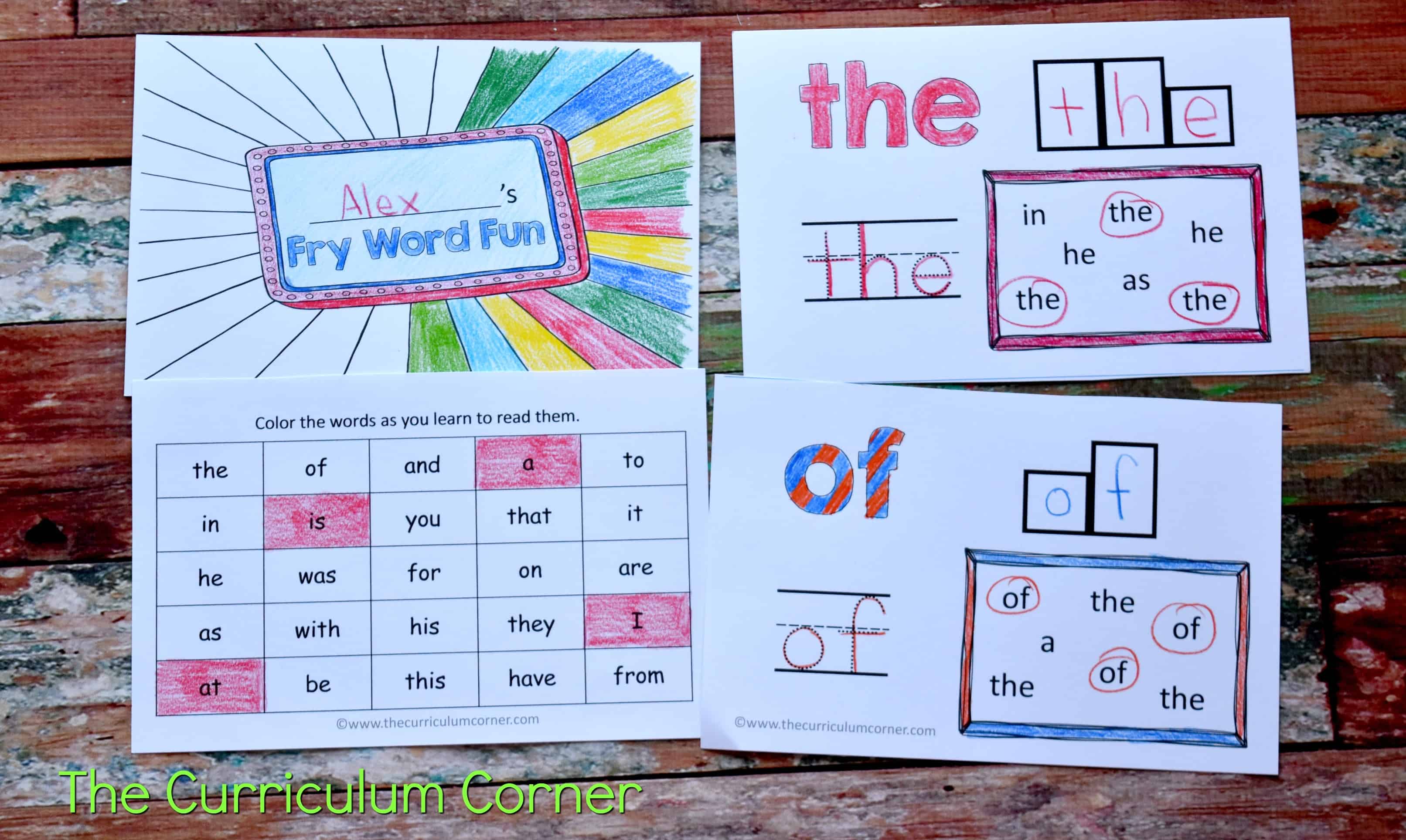 Fry Word Fun Booklets - The Kinder Corner