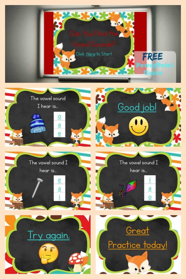 Vowel Sounds Game - PowerPoint - The Kinder Corner