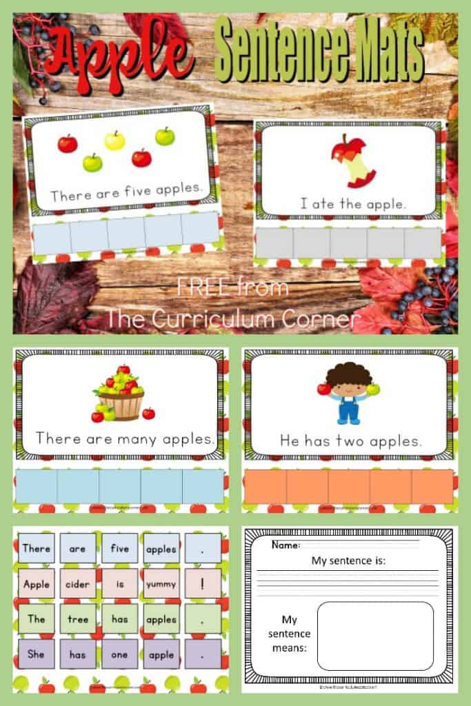 Apples Scrambled Sentence Mats - The Kinder Corner