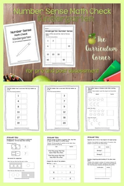Math Check: Kindergarten Number Sense - The Kinder Corner