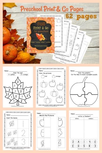 Fall Preschool Print & Go Pack - The Kinder Corner